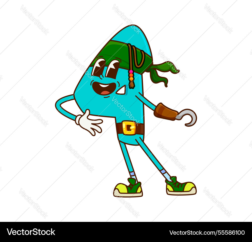 Groovy number 4 pirate captain hook hand character