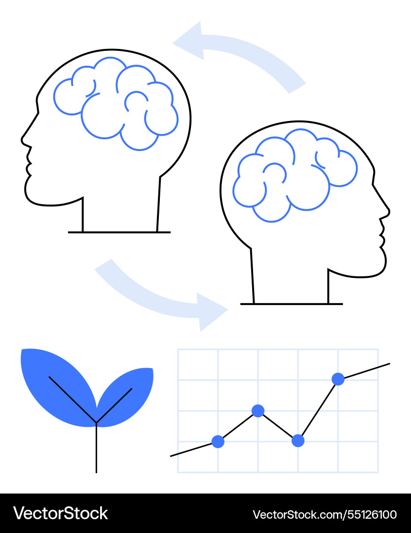 Knowledge sharing concept with human profiles Vector Image