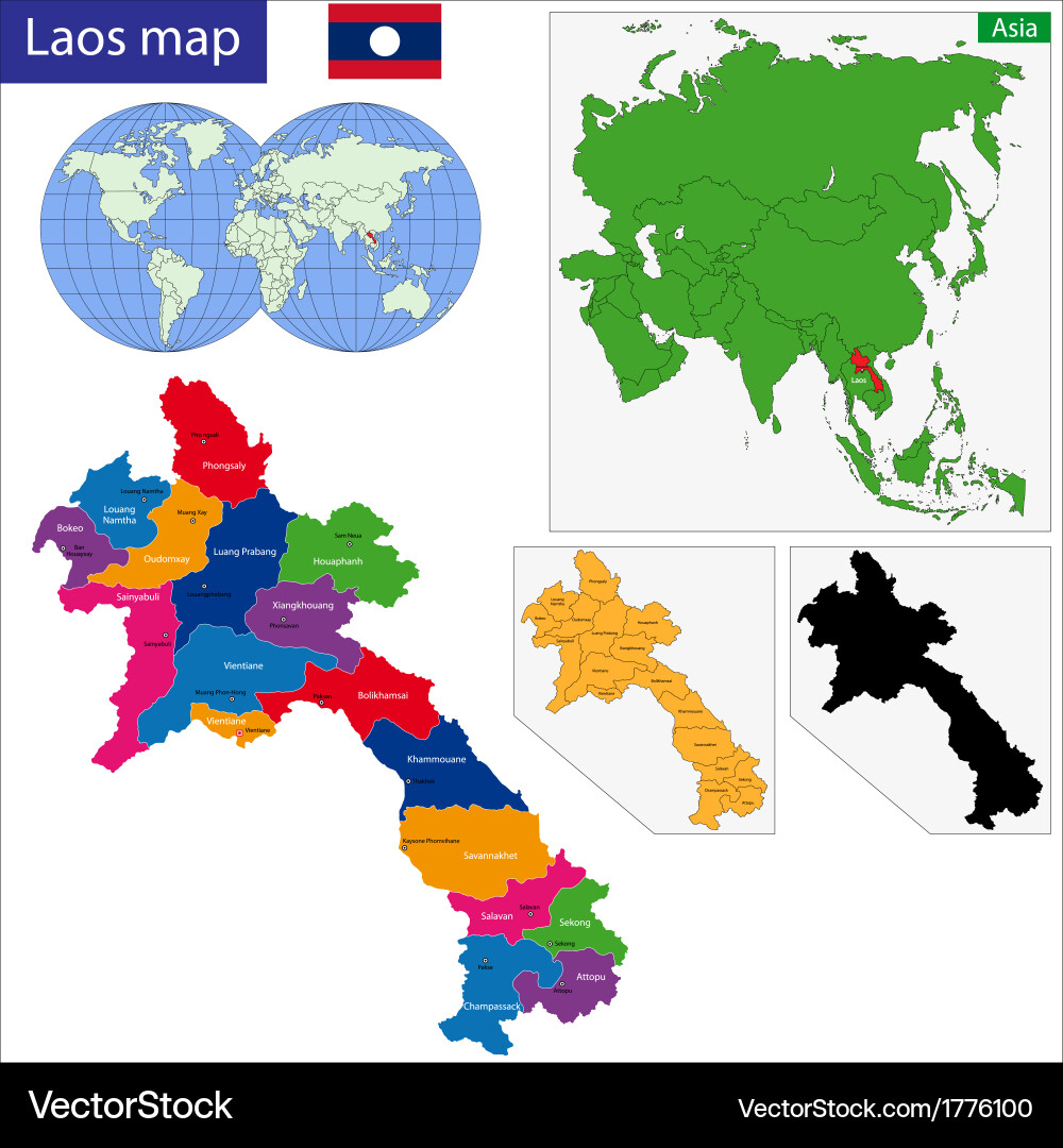 Laos map Royalty Free Vector Image - VectorStock