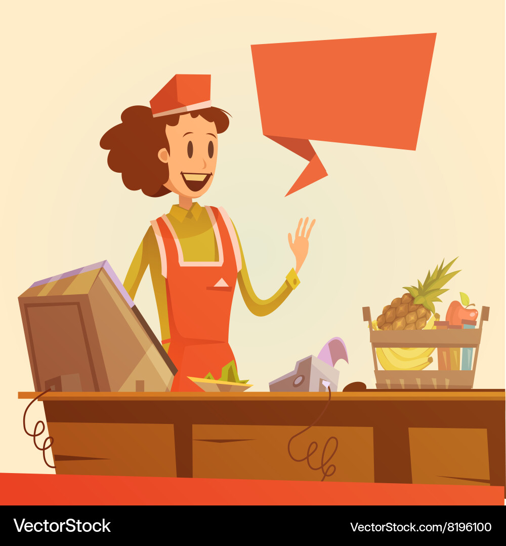 Saleswoman retro Royalty Free Vector Image - VectorStock
