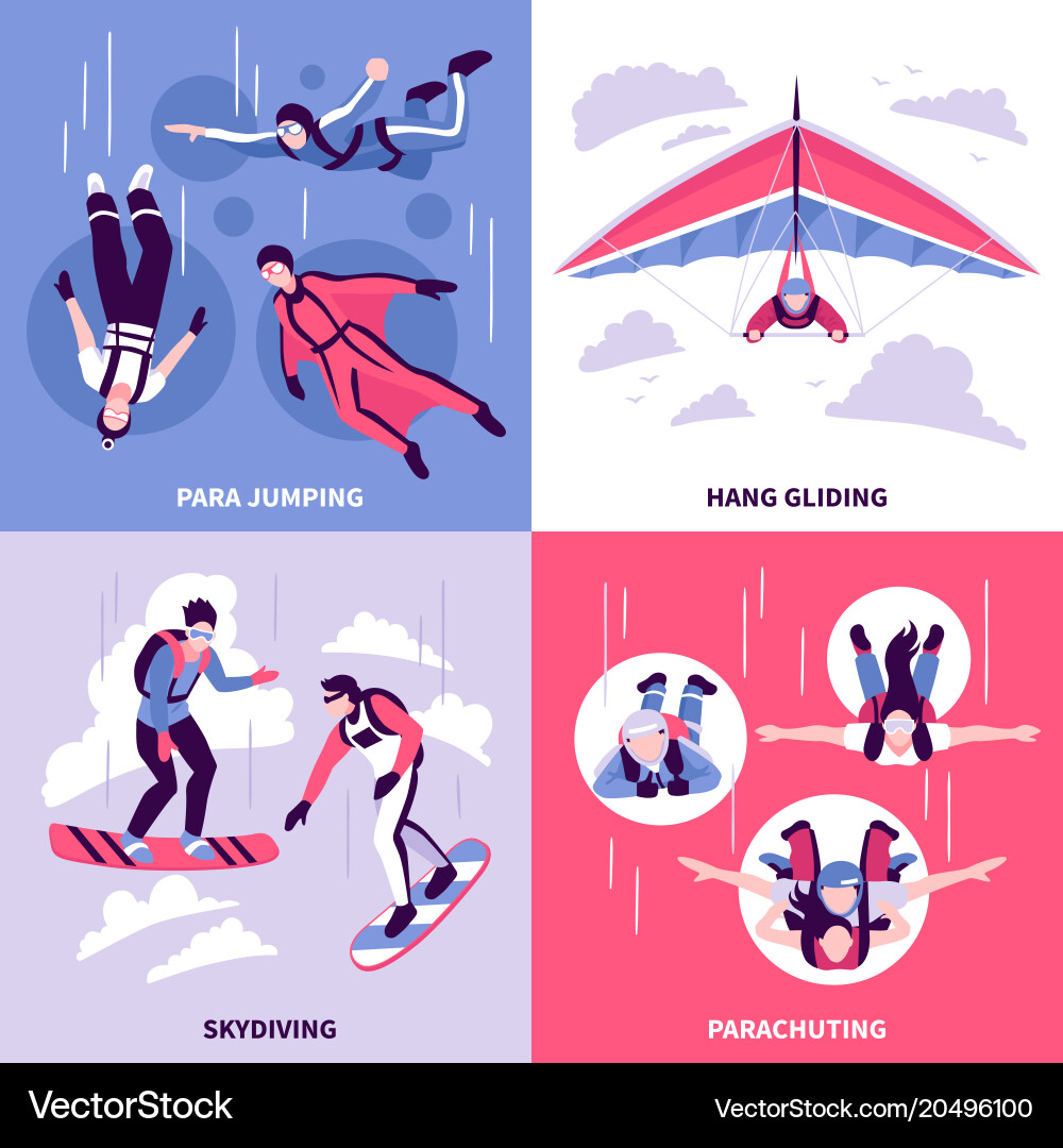 Skydiving Icons - Adventure & Sport Royalty Free Vector
