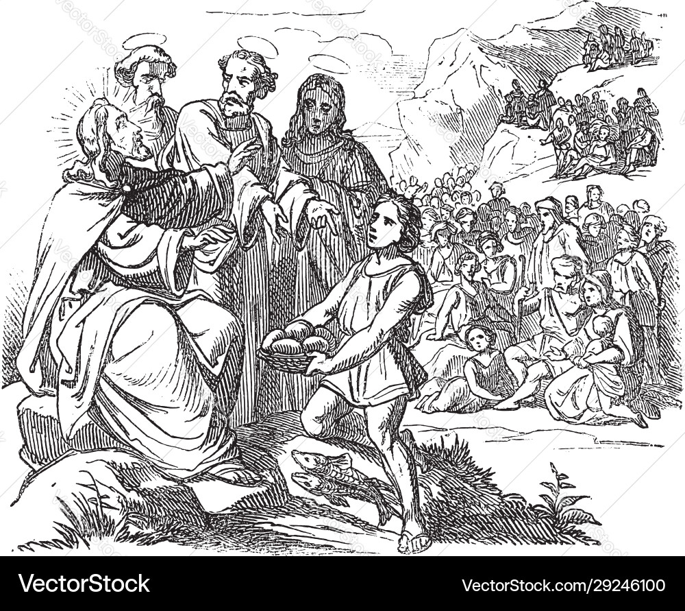Vintage drawing biblical story how jesus Vector Image