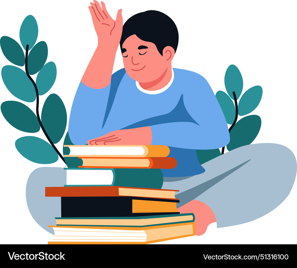 Young male student studying outdoors Royalty Free Vector