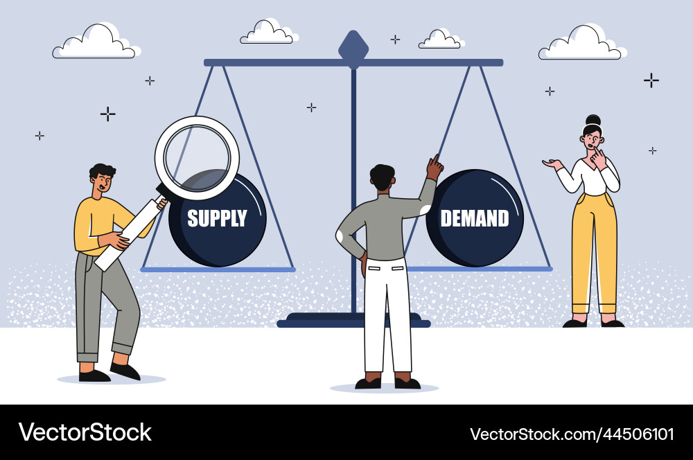Demand supply balance Royalty Free Vector Image