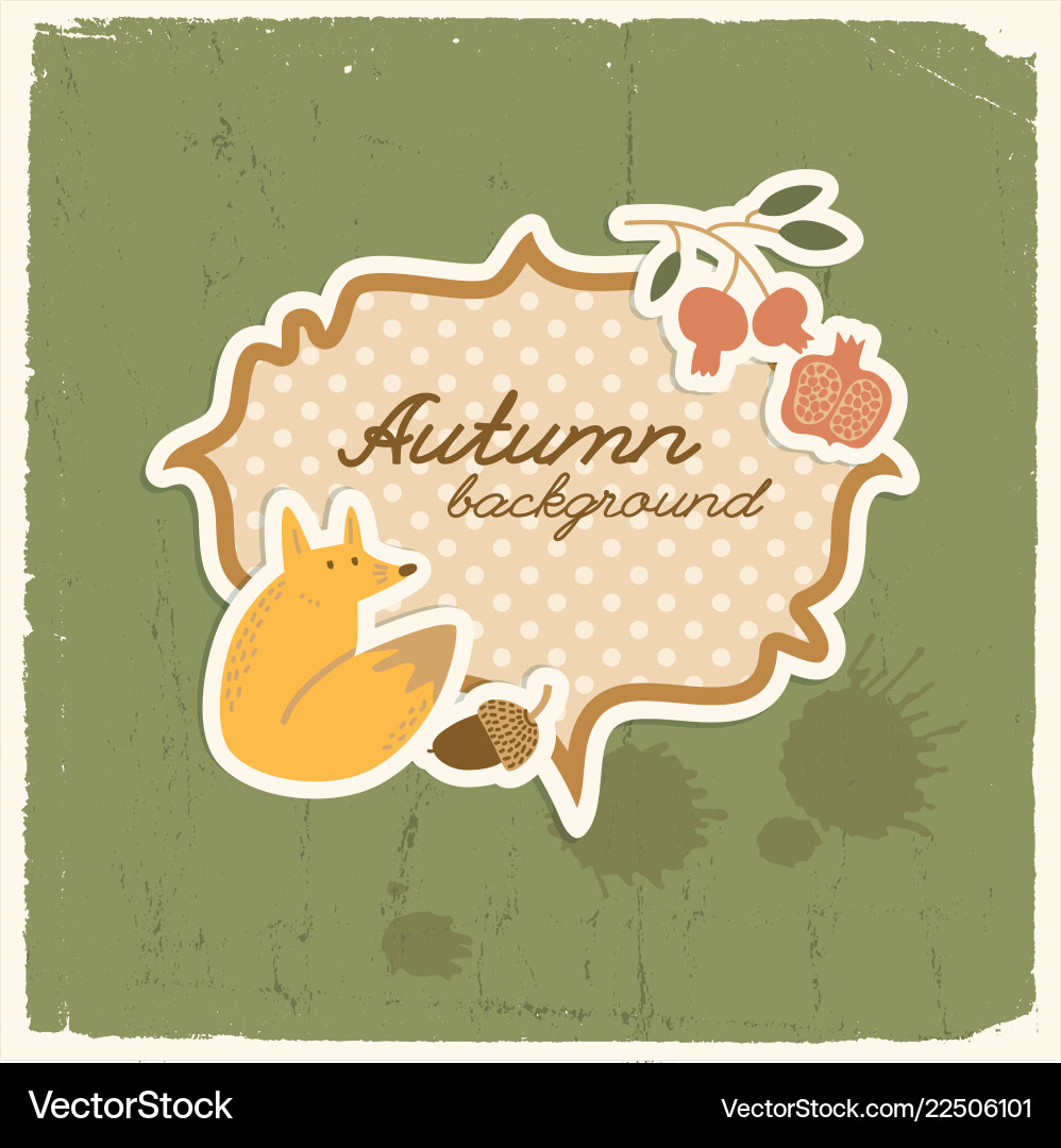 Doodle fox autumn background Royalty Free Vector Image