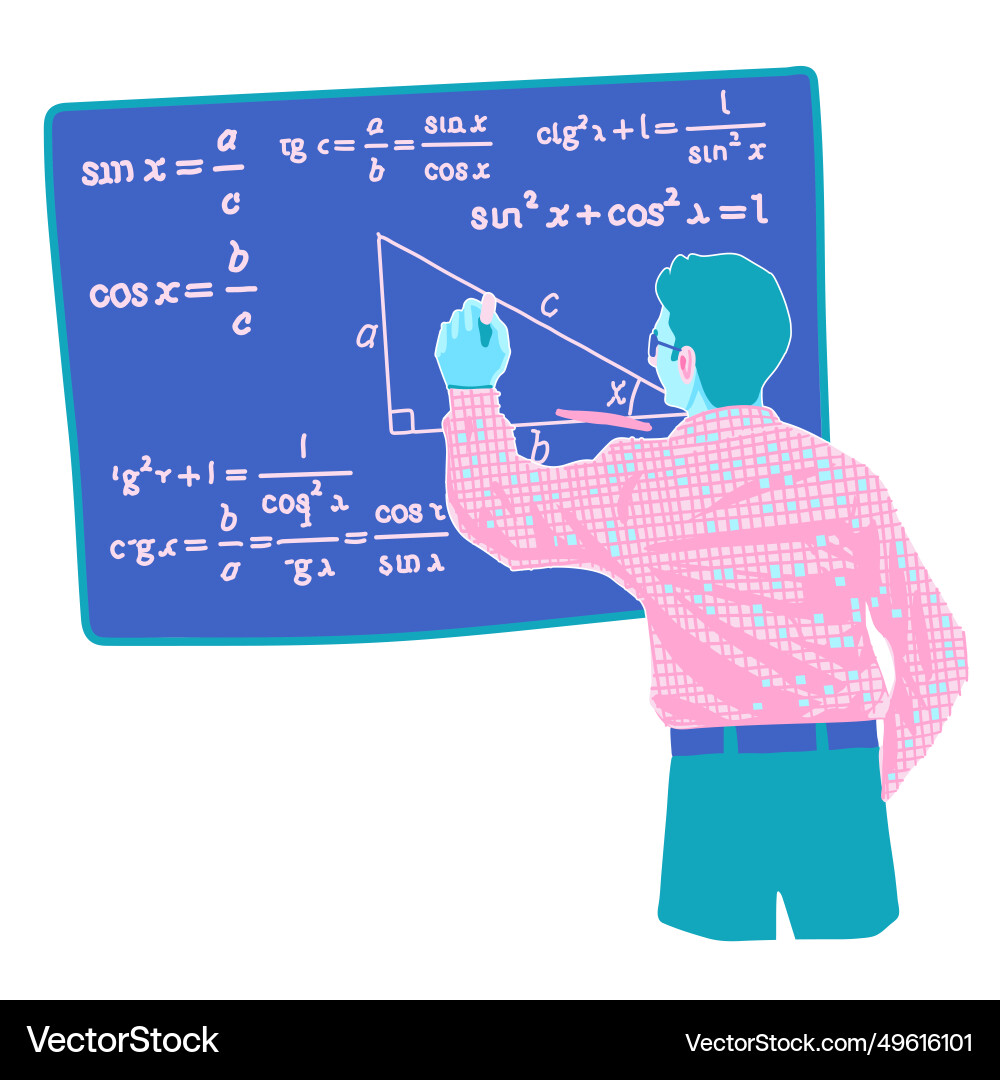 Male teacher writes mathematical formulas Vector Image Male teacher writes mathematical formulas Vector Image