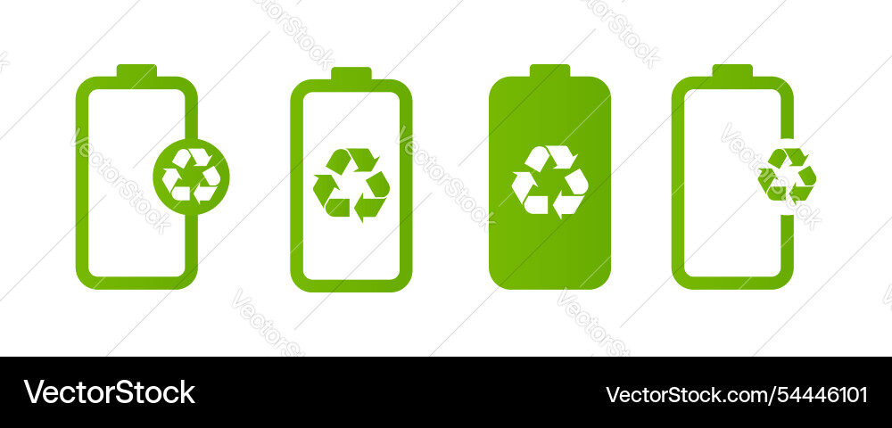 Recycle and rechargeable battery lithium icon set Vector Image