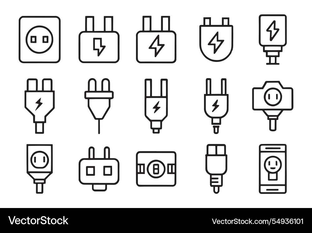 Standard charging connector plug and socket Vector Image