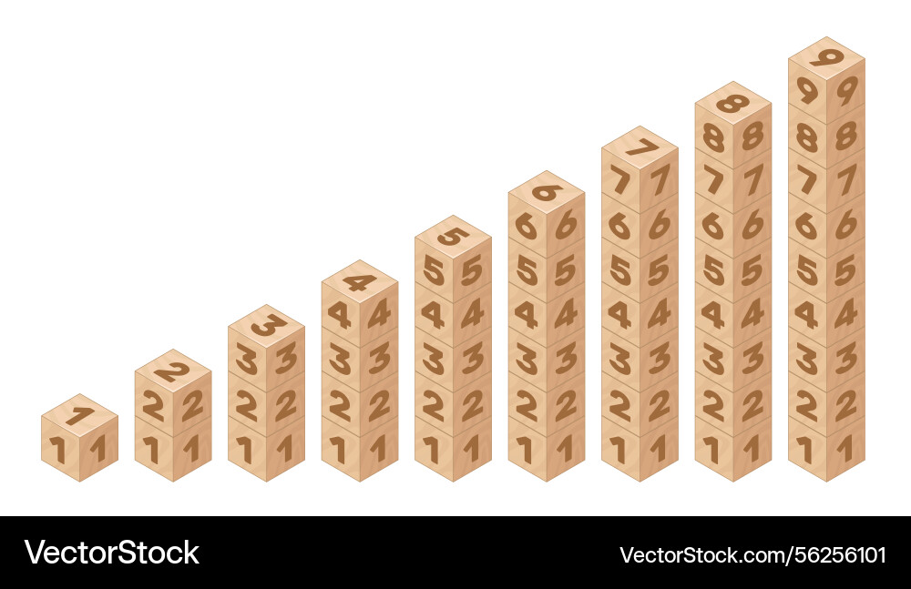 Wooden cube children learning set counting Vector Image