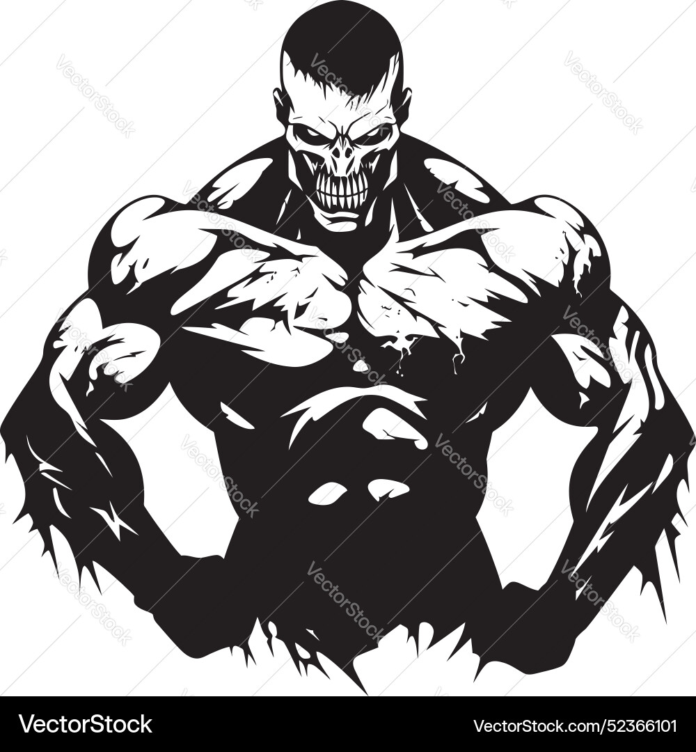Zombie powerlifter black logo emblem risen muscle Vector Image