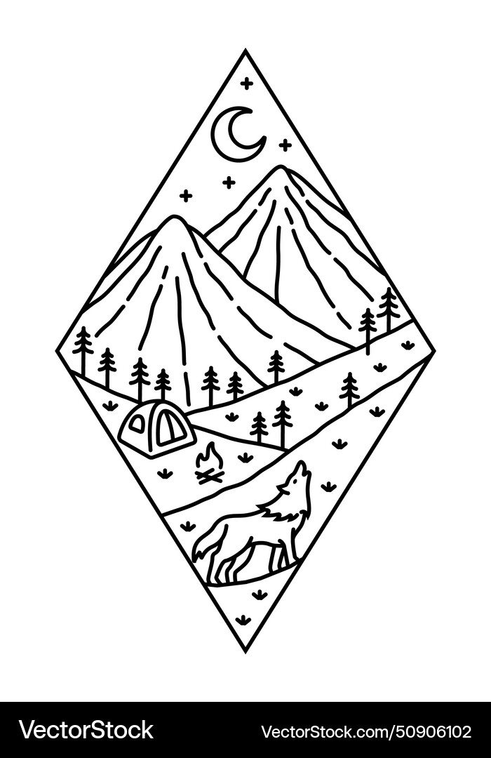 Beautiful nature line art Royalty Free Vector Image