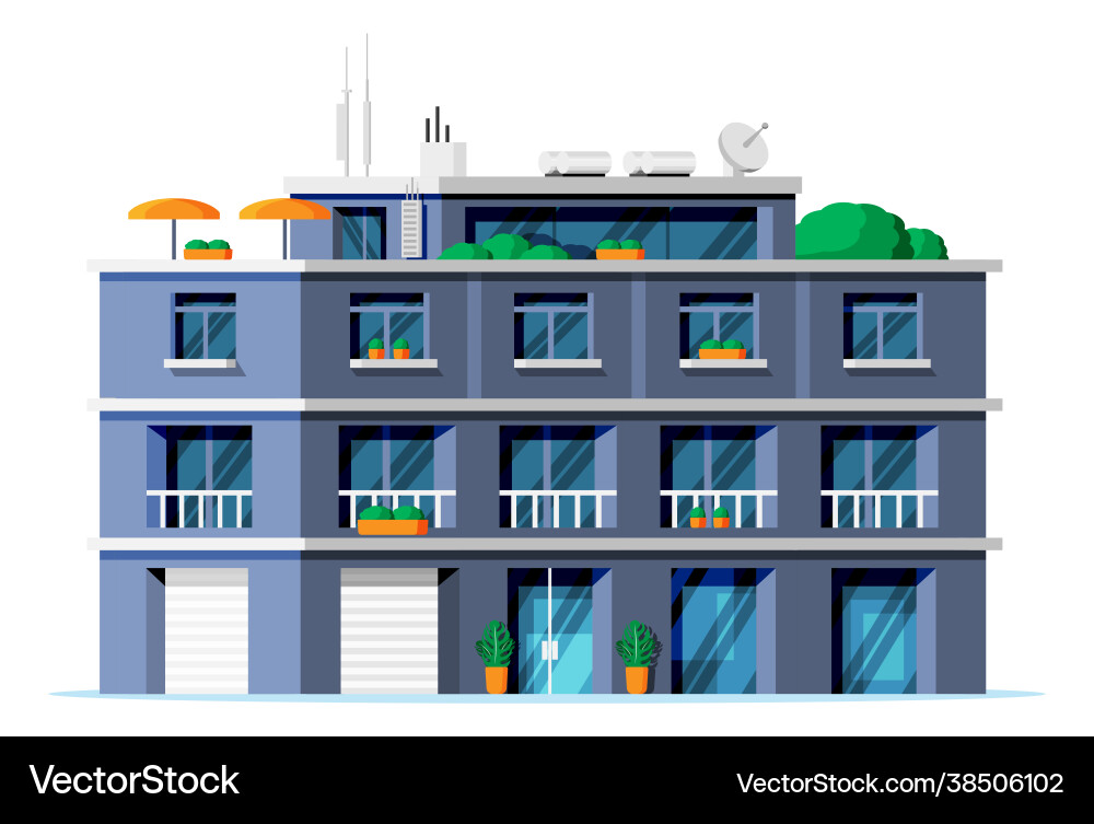 Modern Apartment Building Facade Royalty Free Vector Image