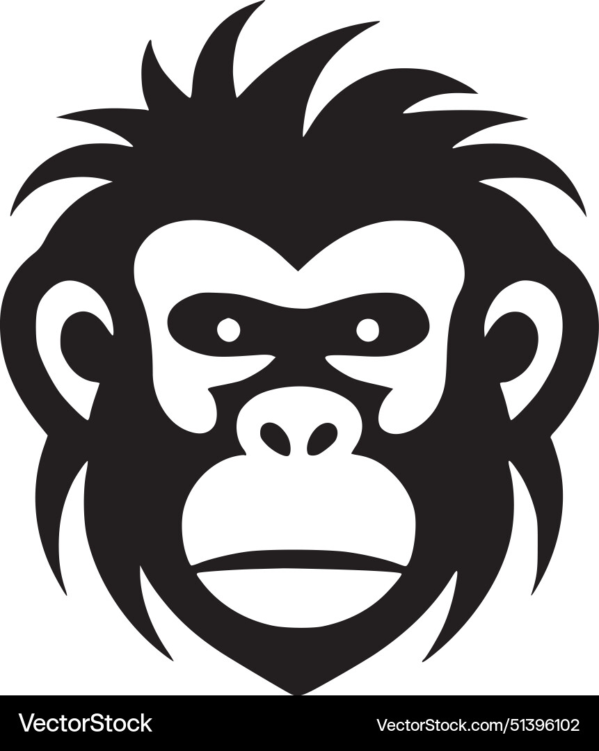 Monkey - black and white Royalty Free Vector Image