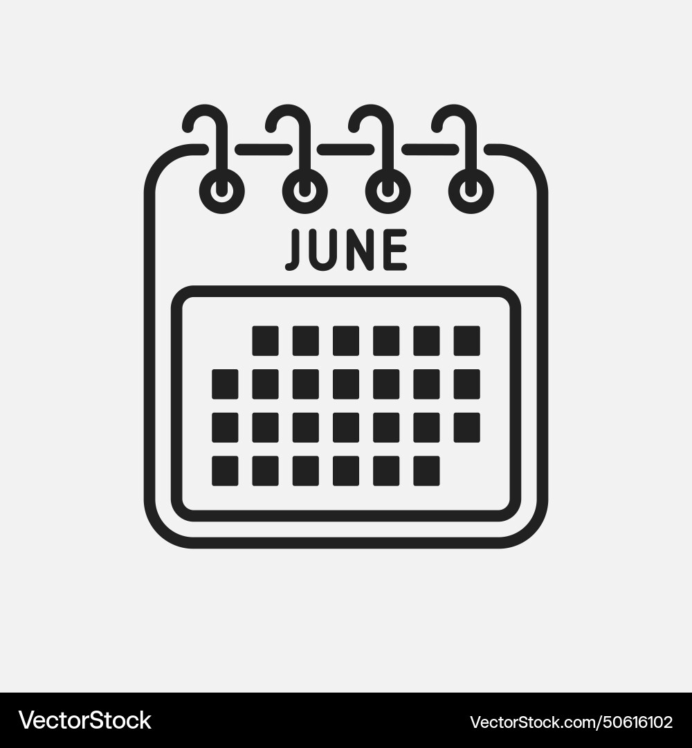 Template icon page calendar month june Royalty Free Vector