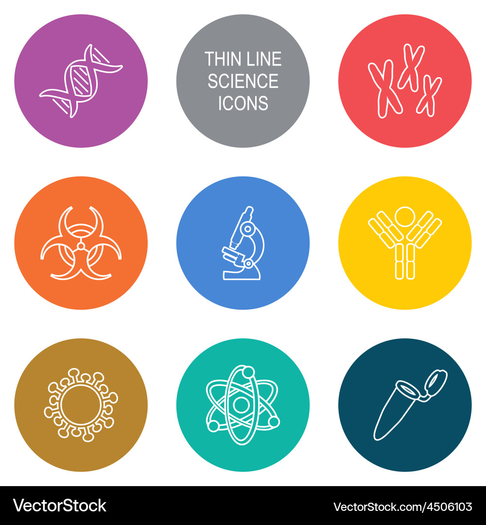Biology science icons Royalty Free Vector Image