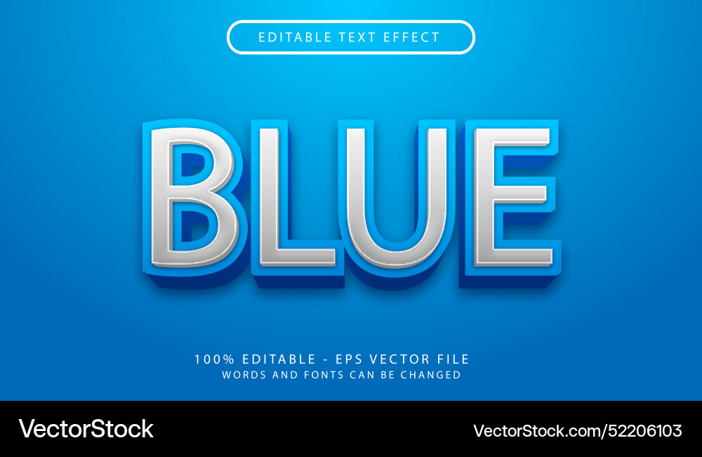 Blue 3d text effect and editable Royalty Free Vector Image