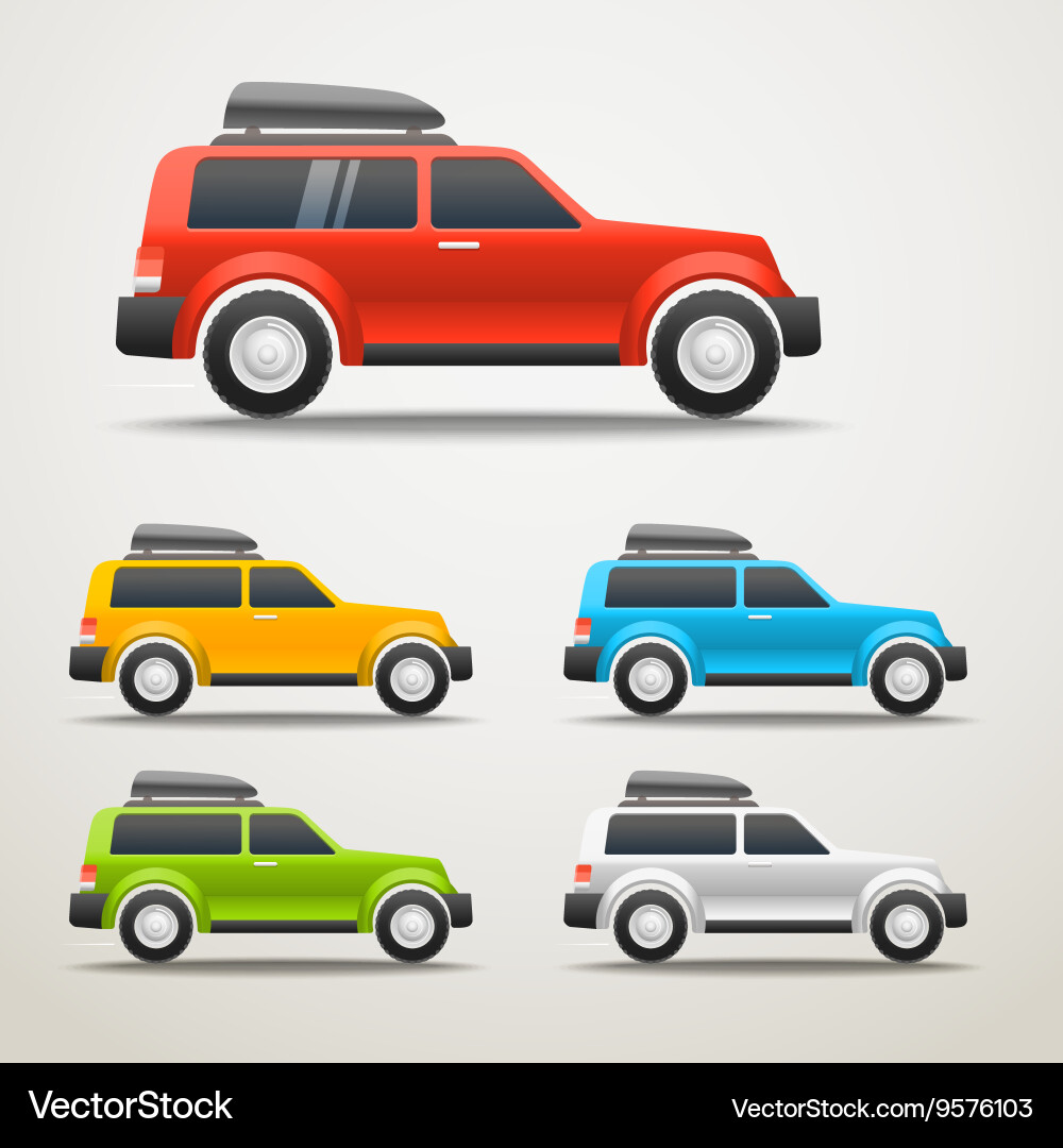 Different color cars Royalty Free Vector Image