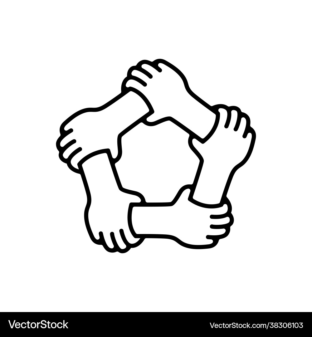 Fünf Hände halten Tech andere Teamarbeit Einheit