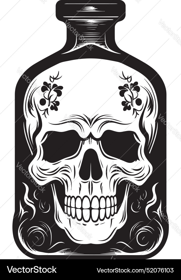 Ghostly goblet skull in bottle graphic design Vector Image