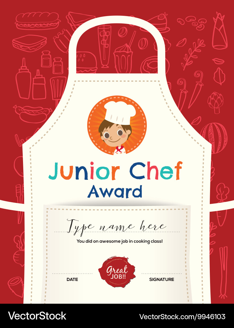 Kids cooking class certificate design template Vector Image