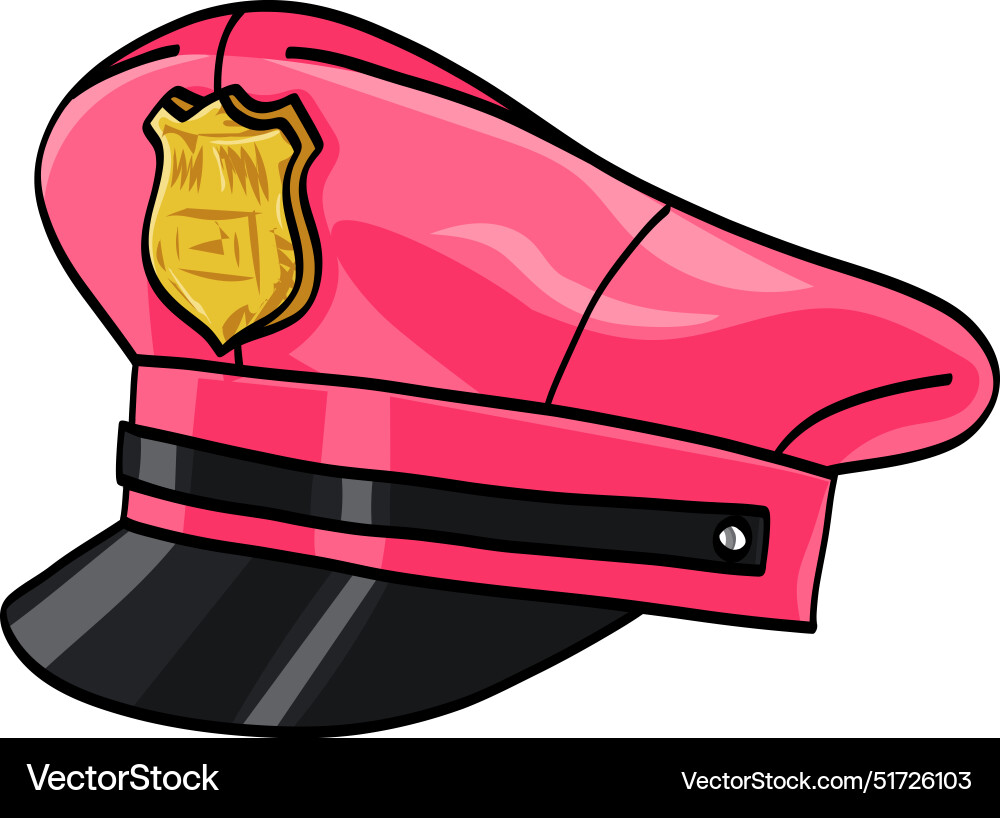 Pink police hat drawing Royalty Free Vector Image