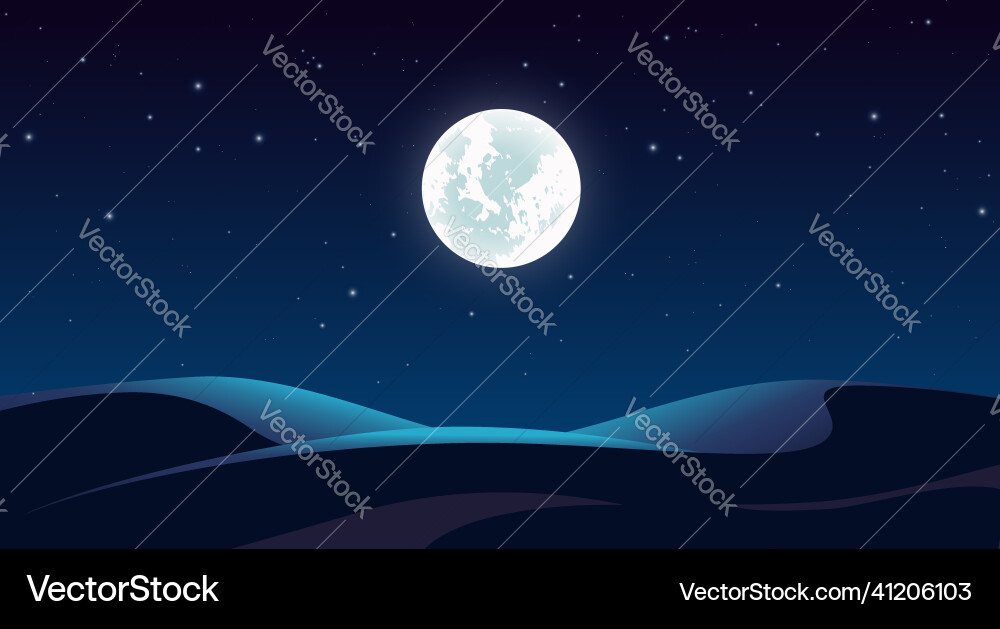 Starry Desert Nightscape Royalty Free Vector Image