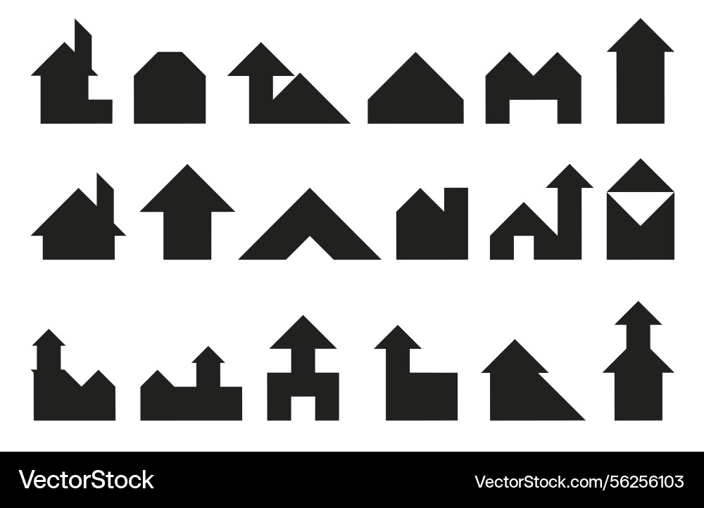 Tangram building black silhouette geometric Vector Image