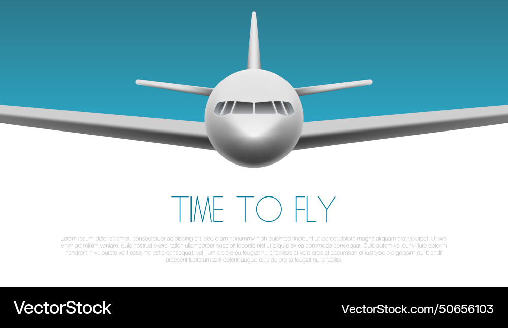 Time to fly advertising template with airplane Vector Image