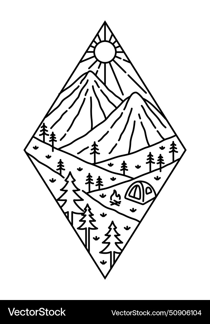 Beautiful nature line art Royalty Free Vector Image