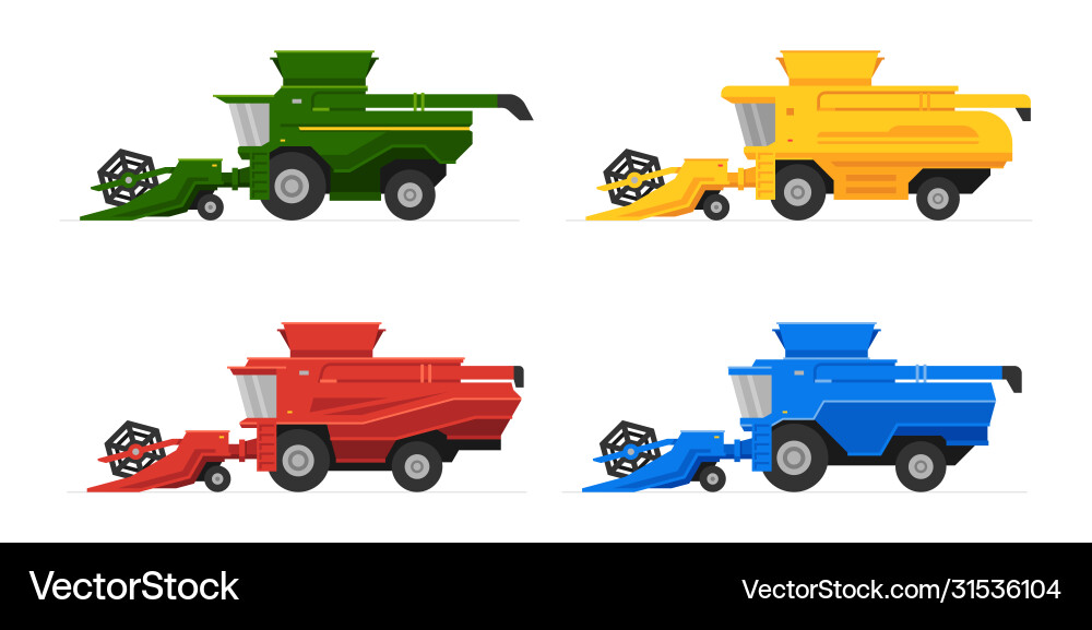 Combine harvesters set Royalty Free Vector Image