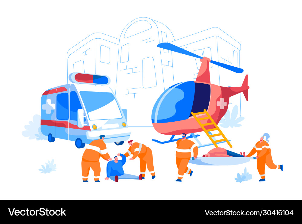 Cooperation between air rescue service Royalty Free Vector