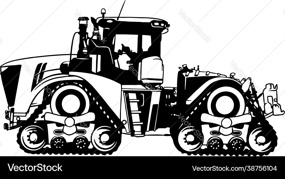 Crawler tractor - farm farming vehicle Royalty Free Vector