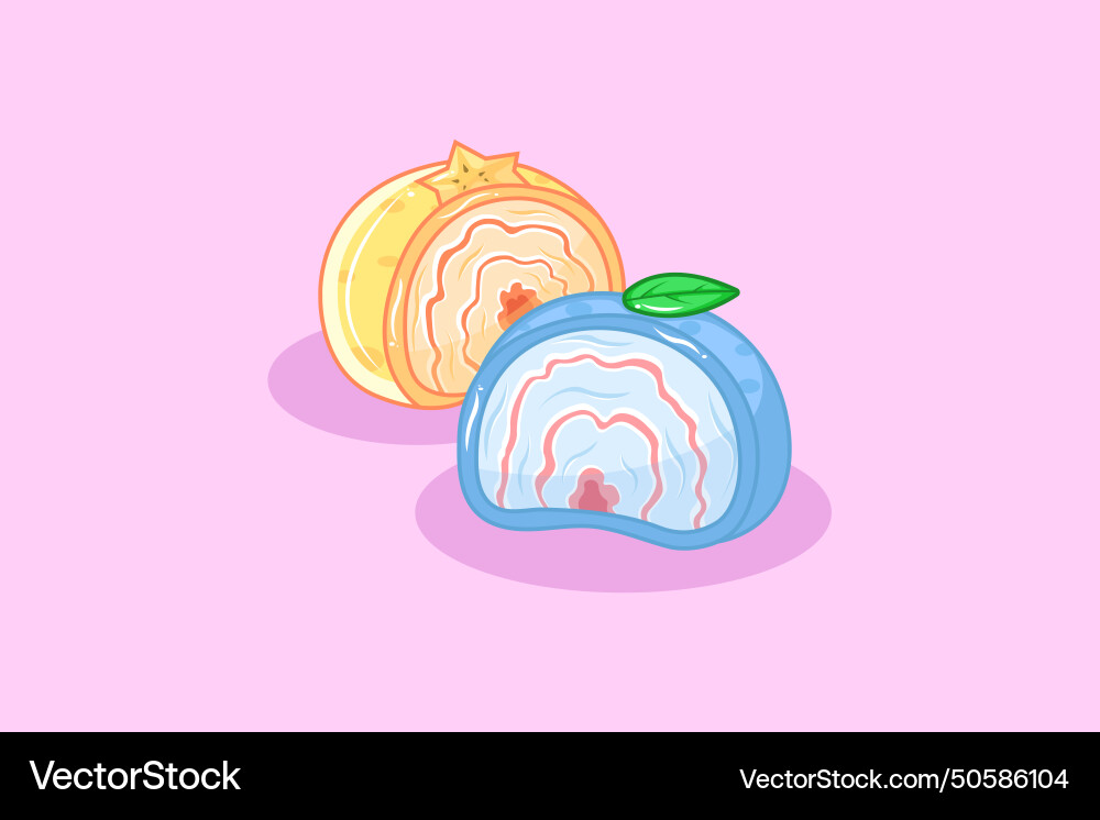 Cute and yummy roll cake cartoon Royalty Free Vector Image