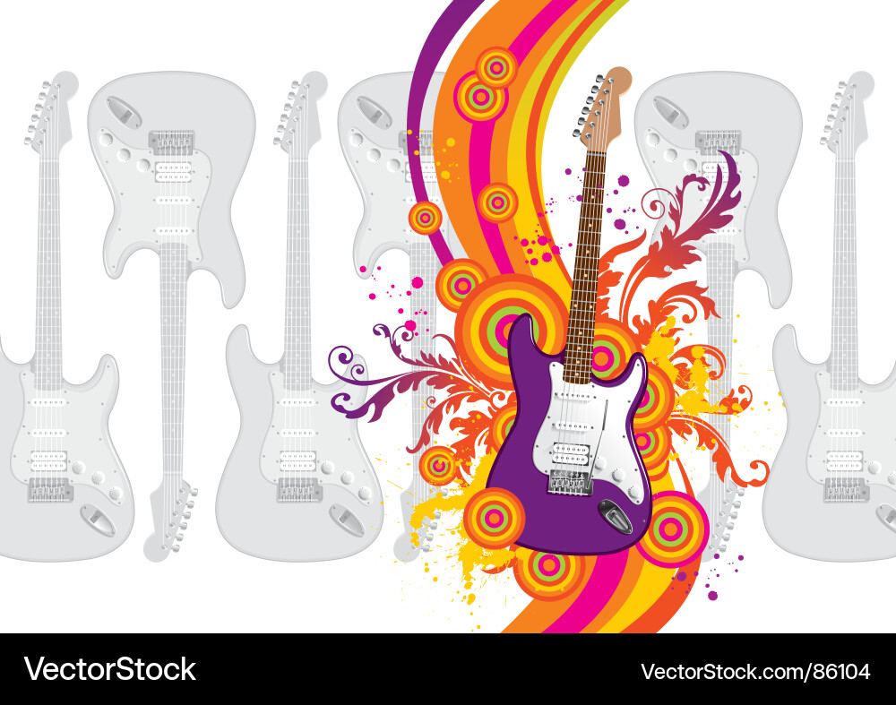 Guitar rainbow waves Royalty Free Vector Image