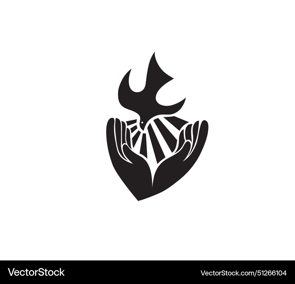 Hand with holy spirit silhouette Royalty Free Vector Image