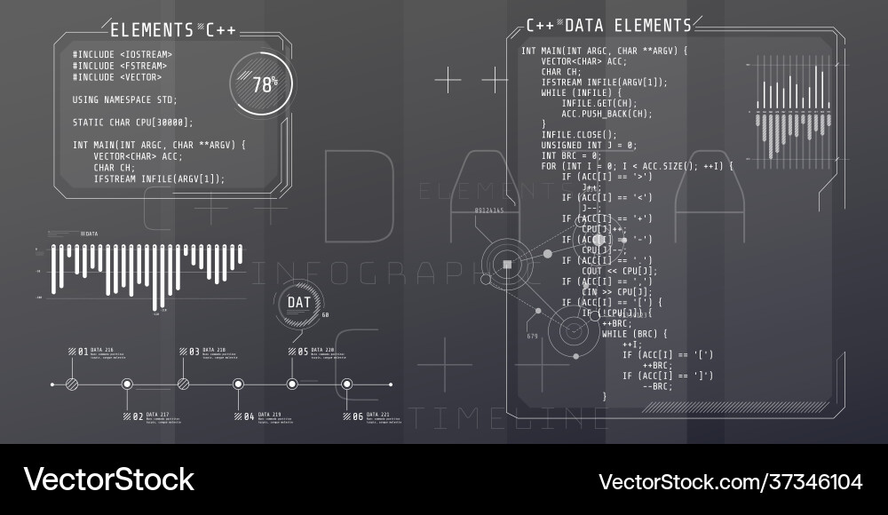 Hud interface elements with part code c Royalty Free Vector