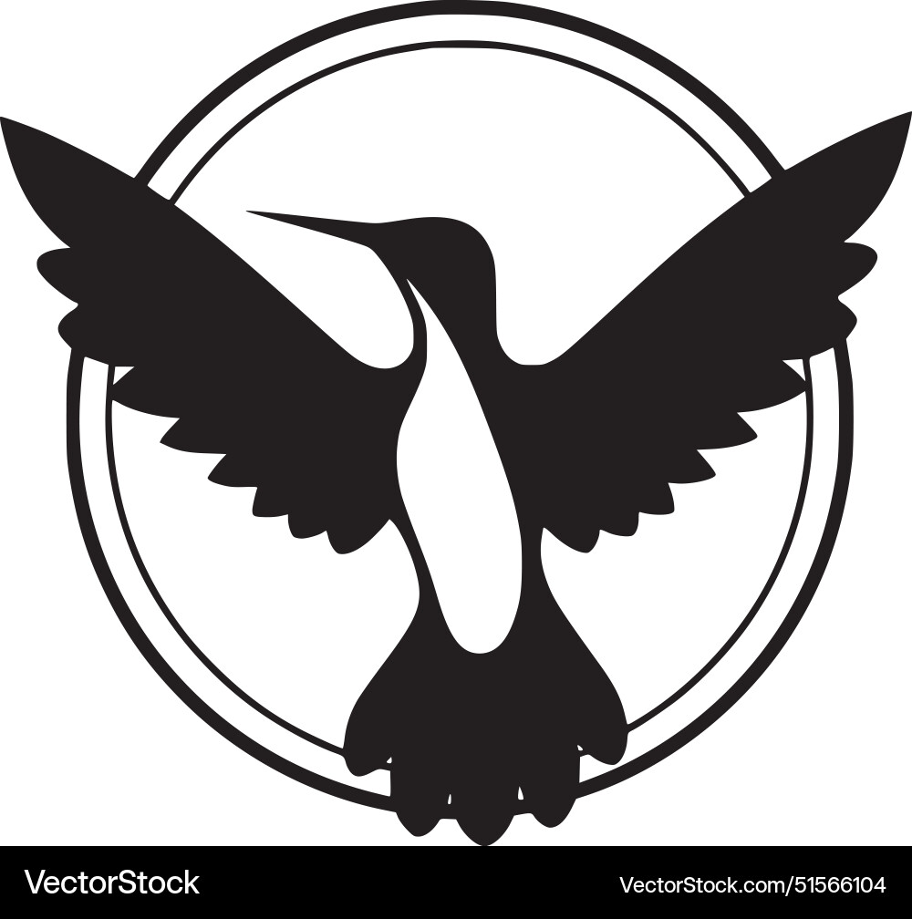 Hummingbird - black and white Royalty Free Vector Image