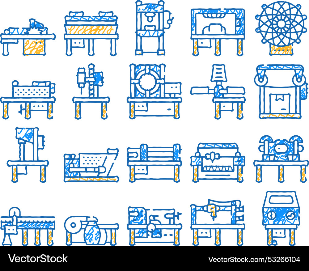 Industrial machines flat icon hand drawn Vector Image