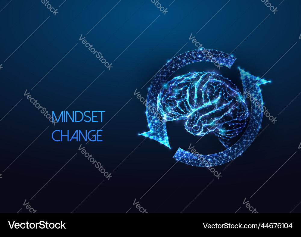 Mindset change concept with human brain Royalty Free Vector