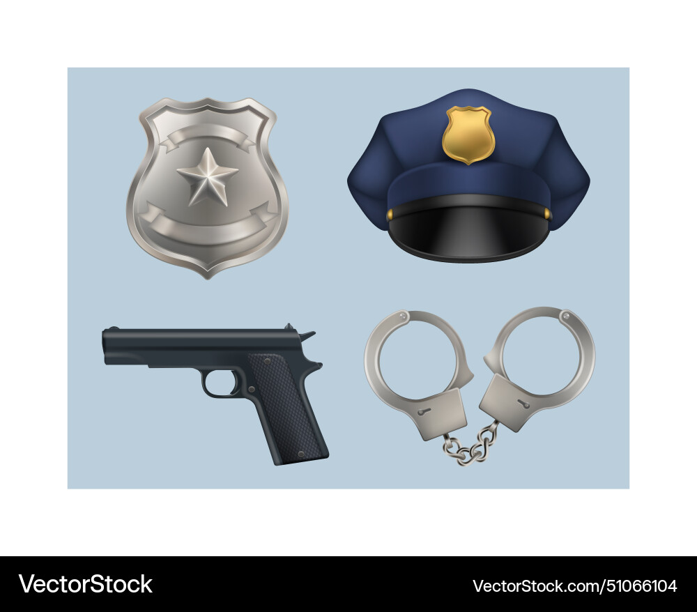 Police items realistic equipment from Royalty Free Vector