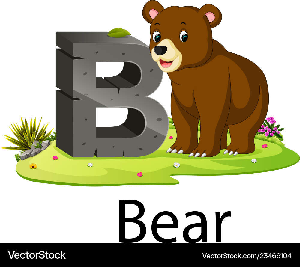 Zoo animal alphabet b for bear Royalty Free Vector Image