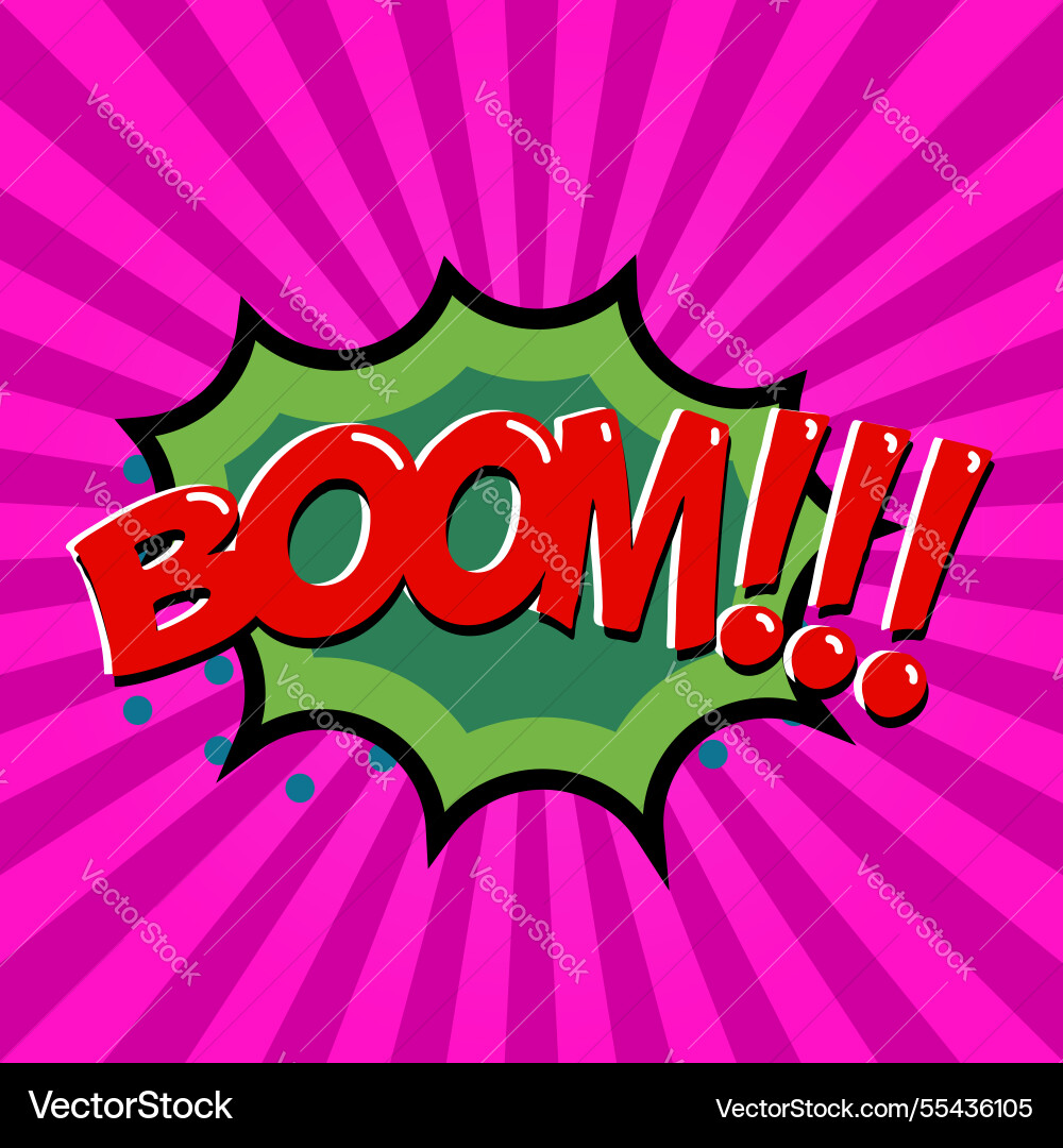 Boom comic style phrase on background with Vector Image