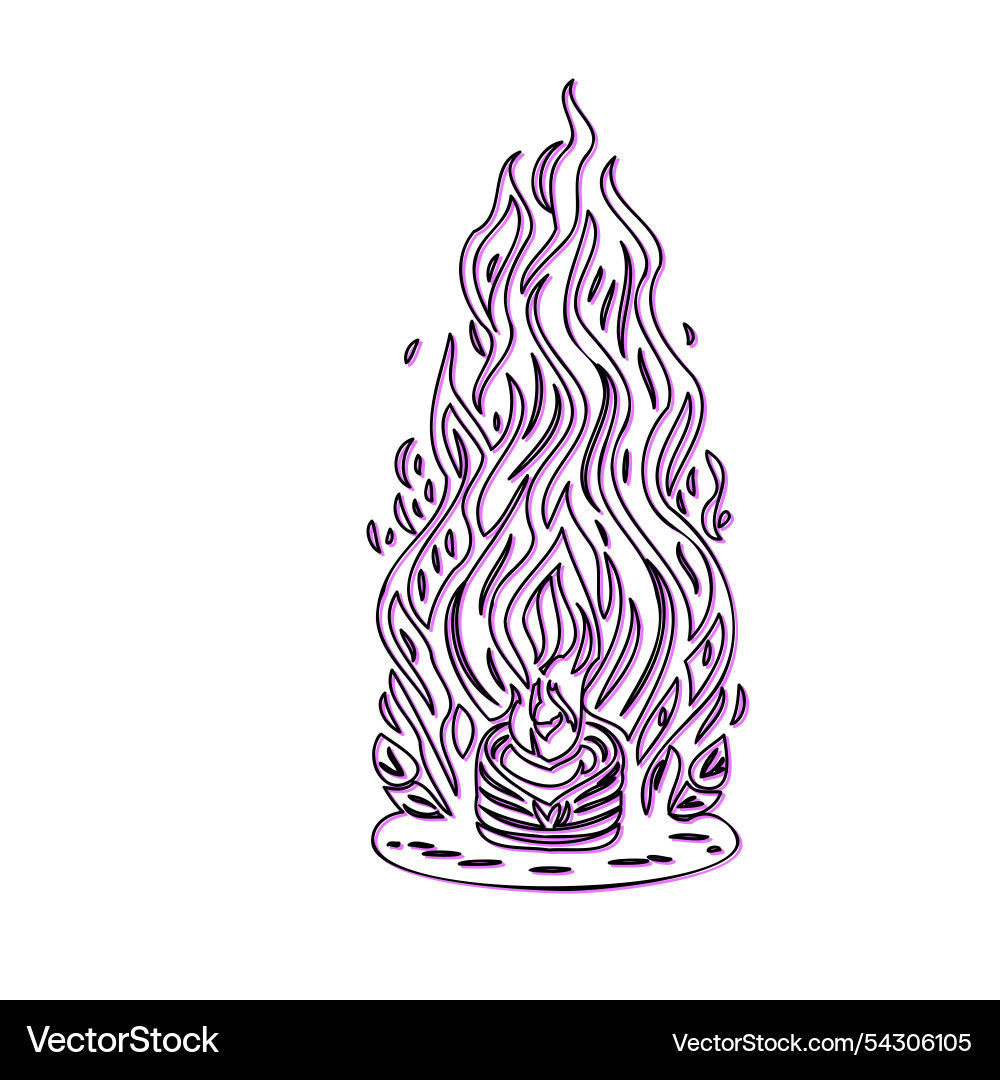 Line art of a candle with flame Royalty Free Vector Image