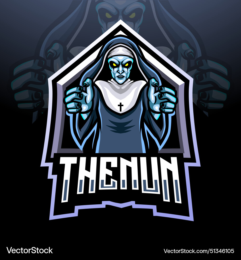 Nun mascot e sport logo design Royalty Free Vector Image