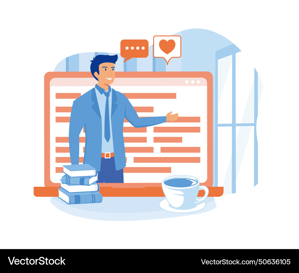 Online education concept remote master Royalty Free Vector