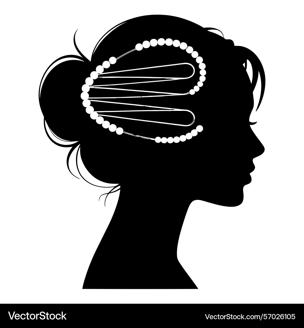 Pearl-embellished hairpin silhouette Royalty Free Vector