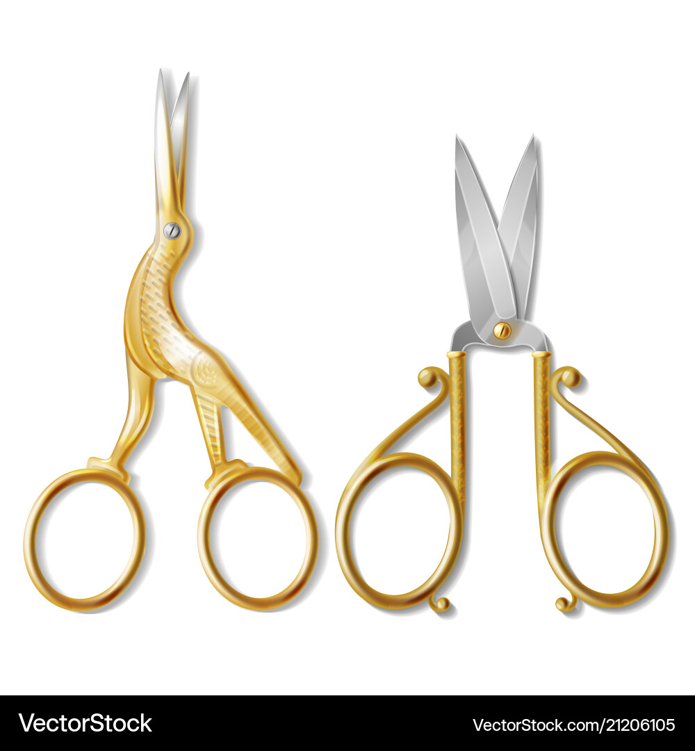 Realistic two pairs of nail scissors Royalty Free Vector