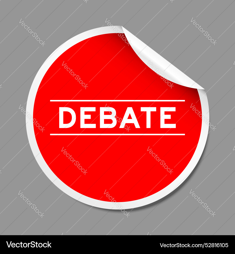 Red color peel sticker label with word debate Vector Image