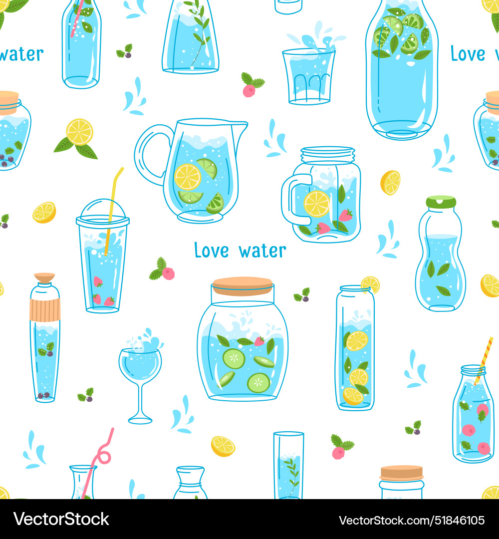 Refreshing water drinks pattern Royalty Free Vector Image
