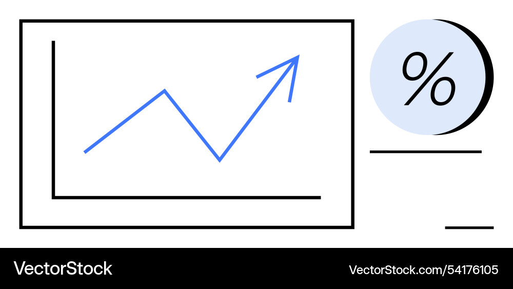 Rising line graph with percentage symbol Vector Image